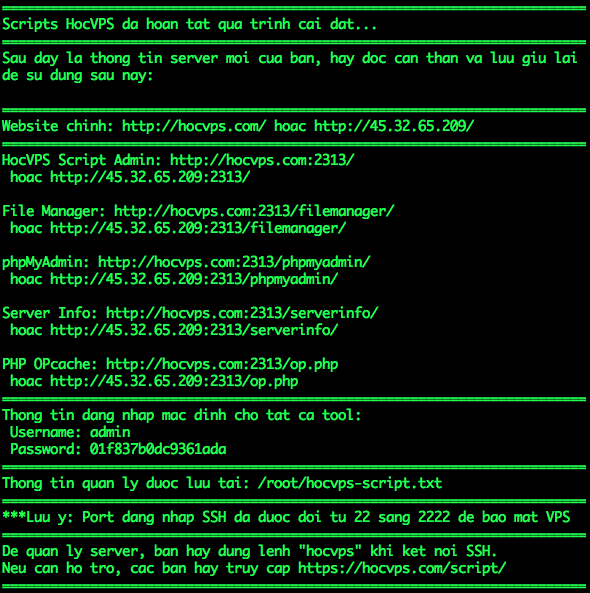 Cài đặt và Quản lý server dễ dàng với HocVPS Script - VNCLOUD HocVPS